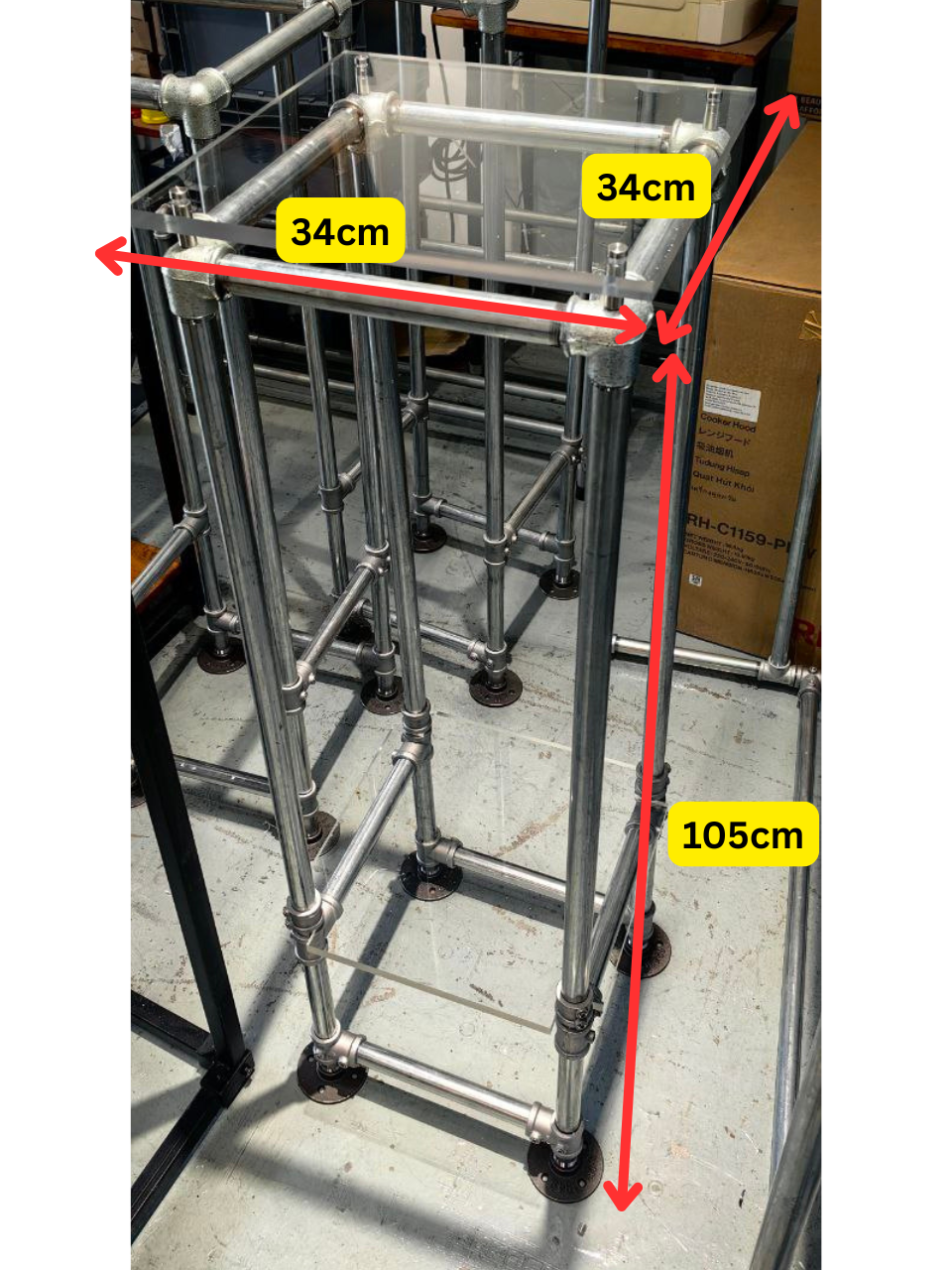 Acrylic Top & GI Pipe Display Pedestal – M-Pipe Creations